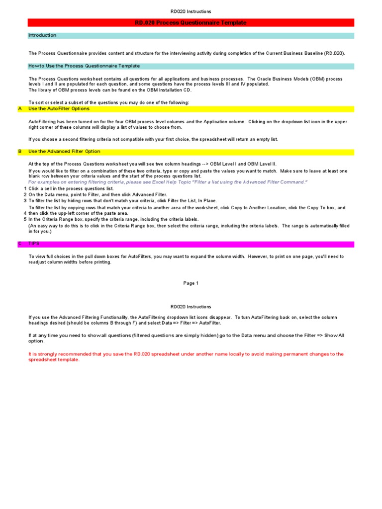 Business Process Assessment Template | PDF | Budget | Business