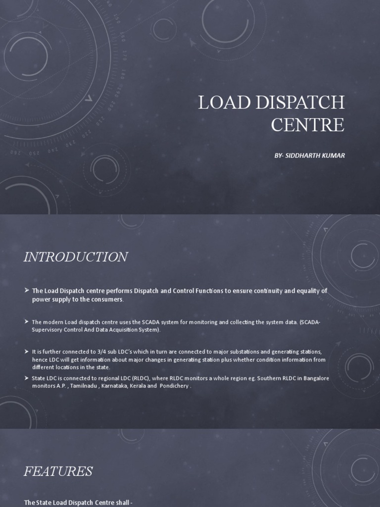 Load Dispatch Centre: By-Siddharth Kumar | PDF | Scada | Electrical Grid