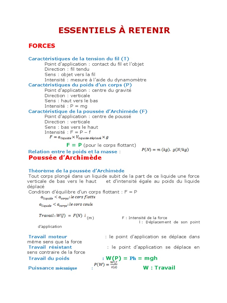 Lexique Physique | PDF | Poids | Obliger