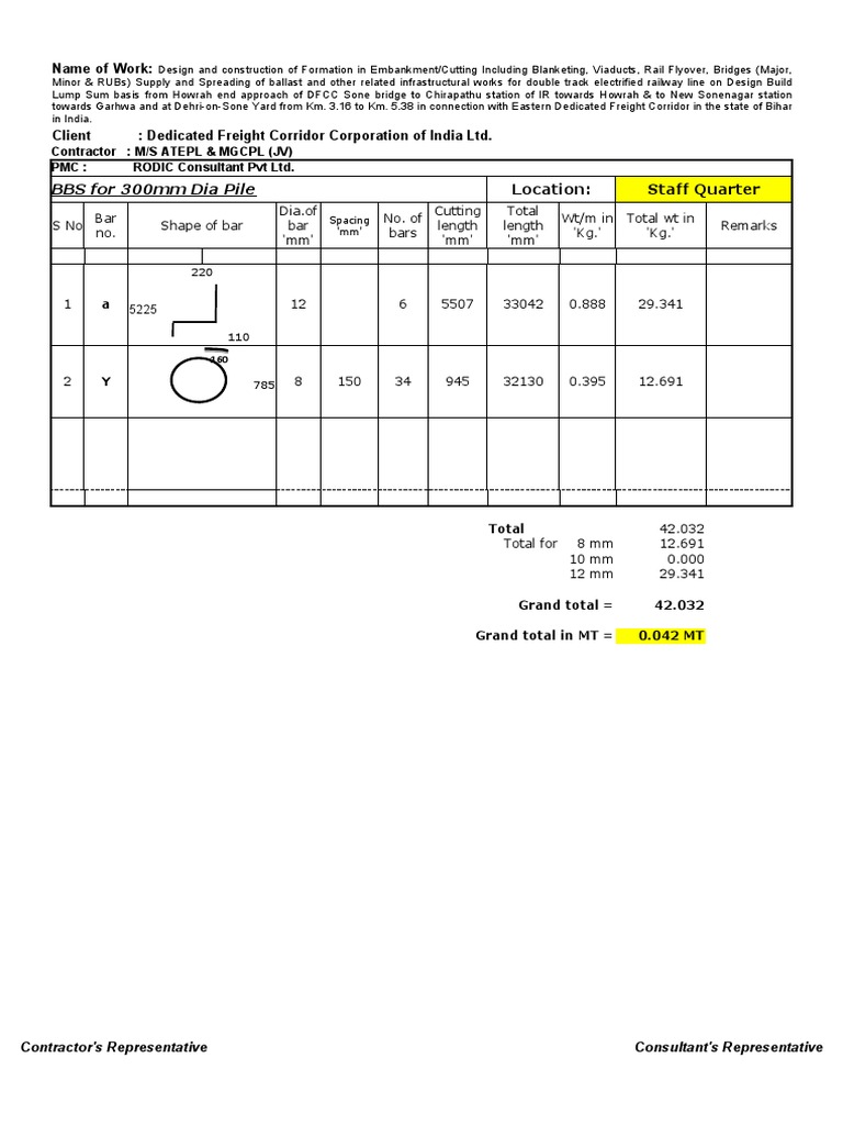 BBS Pile, Tie Beam & Stair Case | PDF | Rail Transport | Civil Engineering