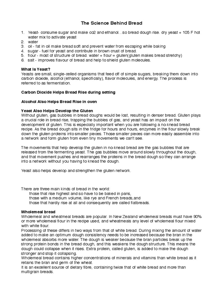 The Science Behind Bread Recipe | PDF | Whole Grain | Breads