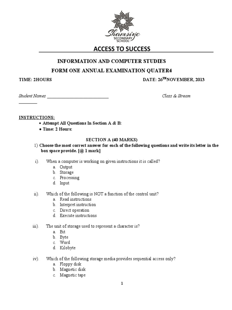 Preparing for Success: An Examination of Key Computer Concepts | PDF ...