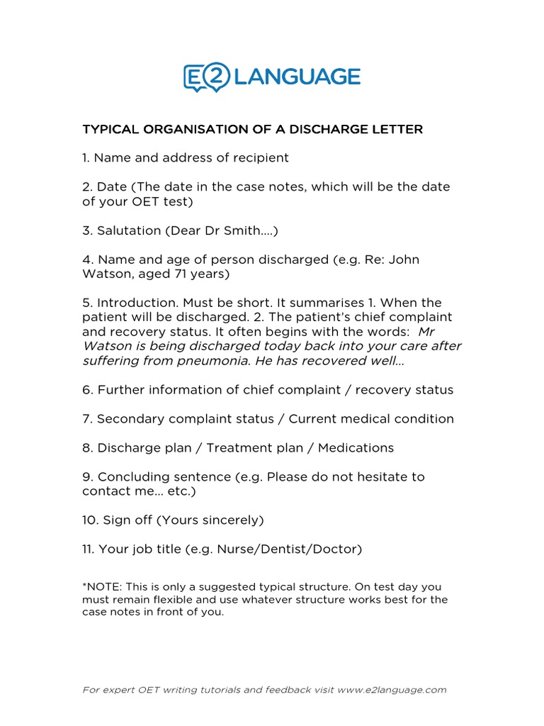 Providing a Comprehensive Summary: A Template for Effective Discharge ...