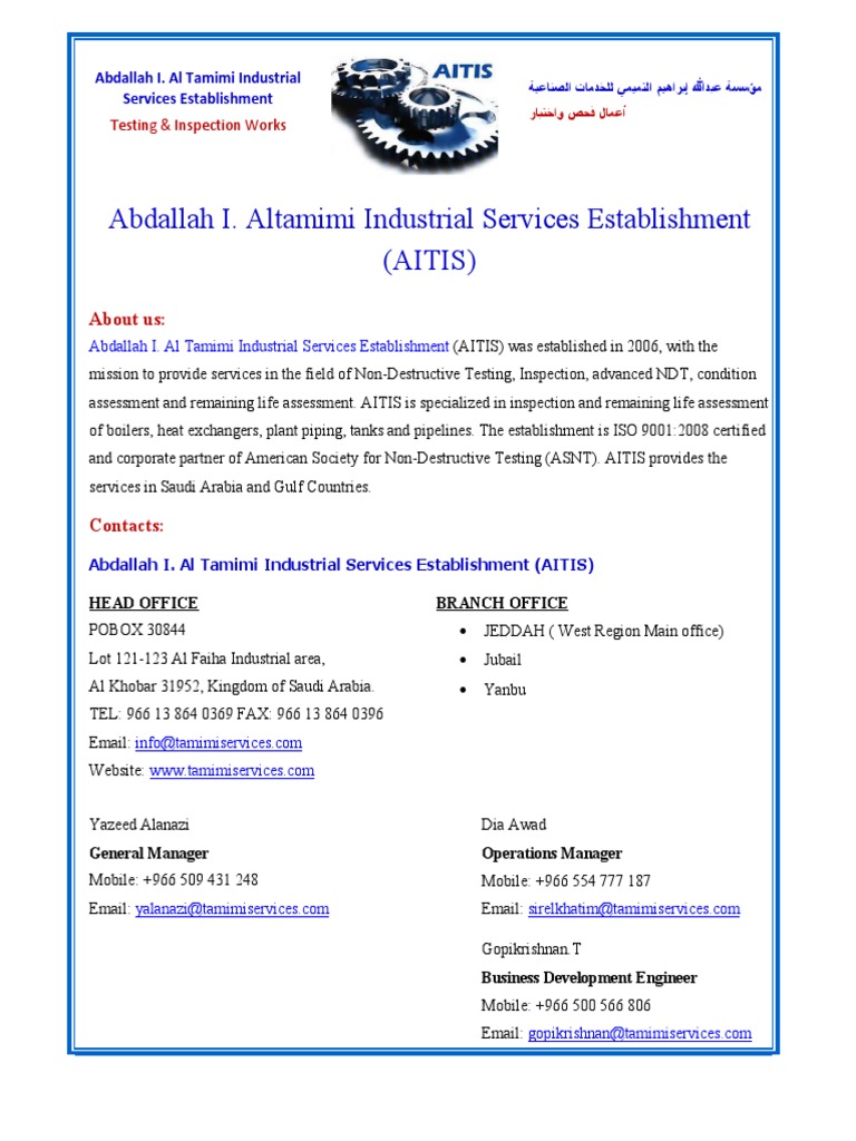 AITIS Company Profile | PDF | Nondestructive Testing | Ultrasound