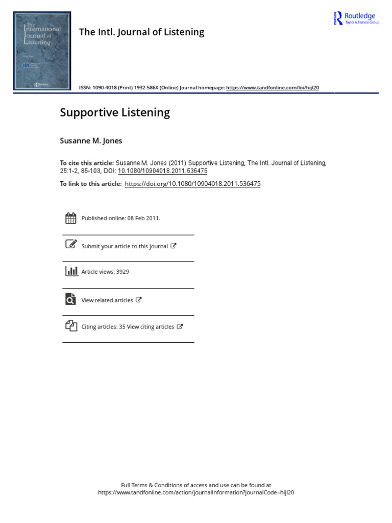 Supportive Listening | PDF | Nonverbal Communication | Affect (Psychology)