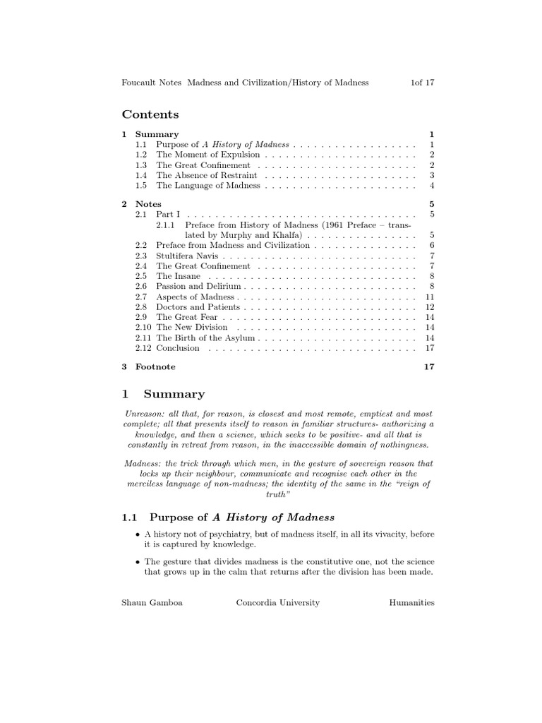 Foucault Madness and Civilization A Hist PDF | PDF | Reason | René ...