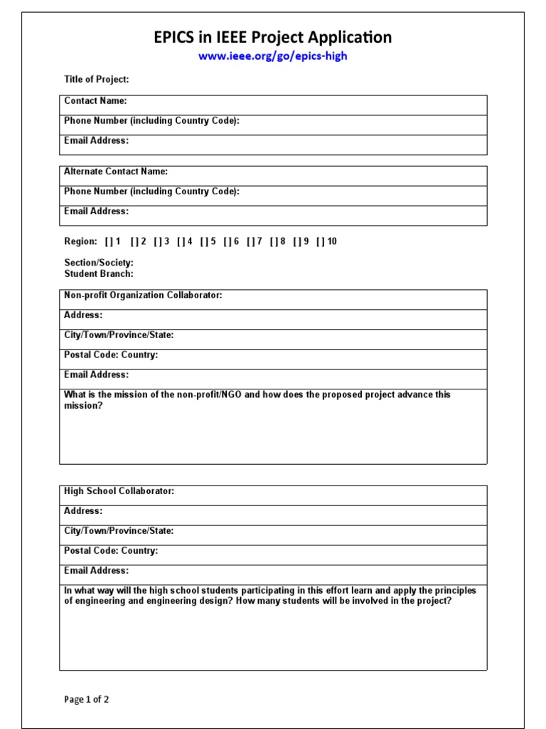 IEEE EPICS App Form | PDF