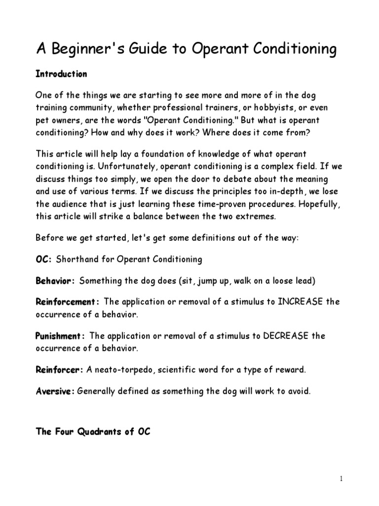 A Beginne Guide To Operant Conditioningr | PDF | Reinforcement | Animal ...