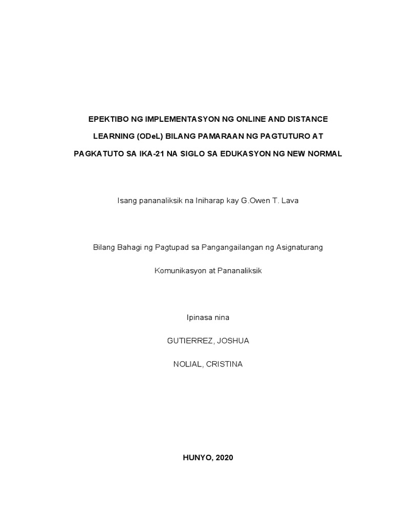 Epektibo NG Implementasyon NG Online and Distance Learning | PDF