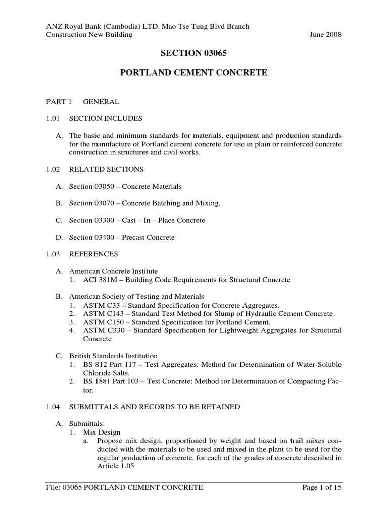 Portland Cement Concrete Specifications | PDF | Construction Aggregate ...