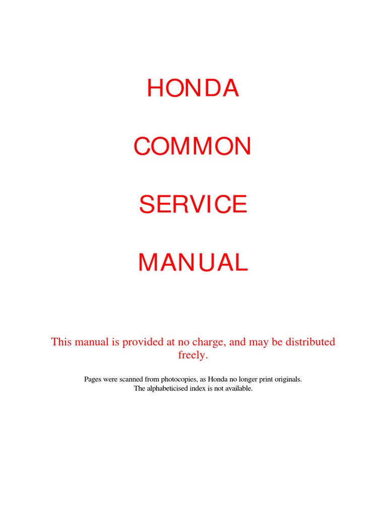Honda Common Service Manual PDF | PDF