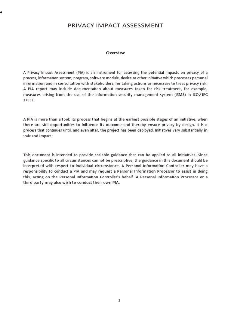 Privacy Impact Assessment | PDF | Information Security | Privacy