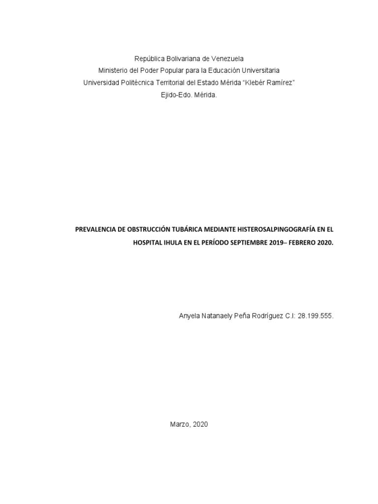 Prevalencia de obstrucción tubárica diagnosticada mediante ...