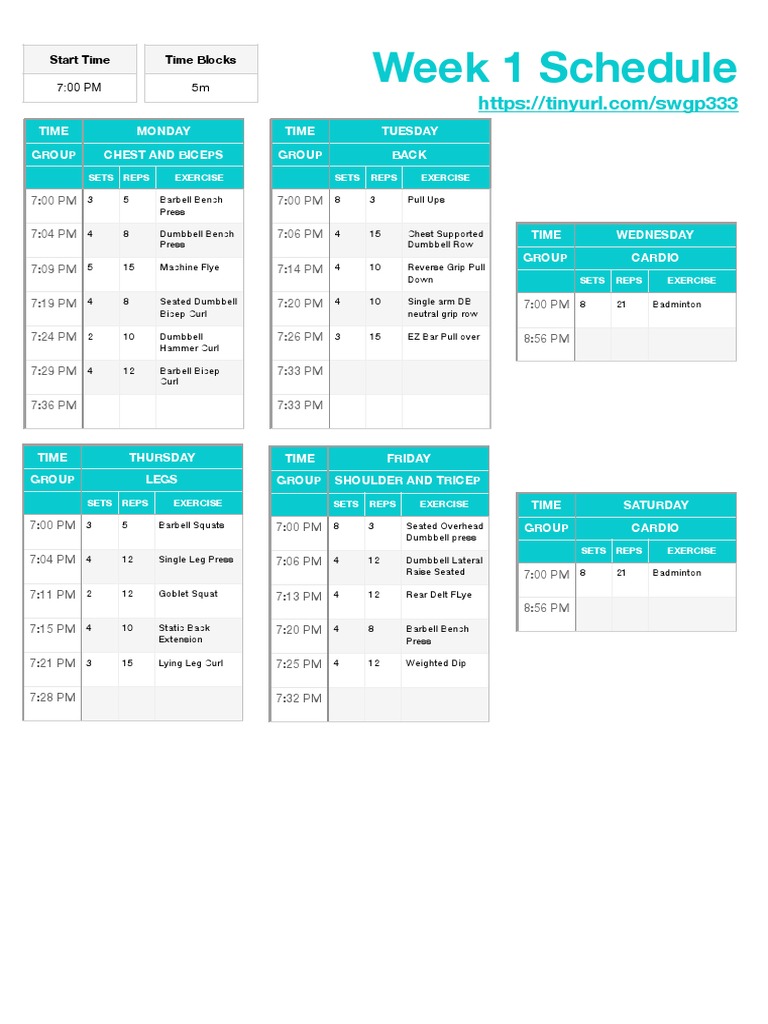 6 Week Schedule | PDF | Individual Sports | Weight Training
