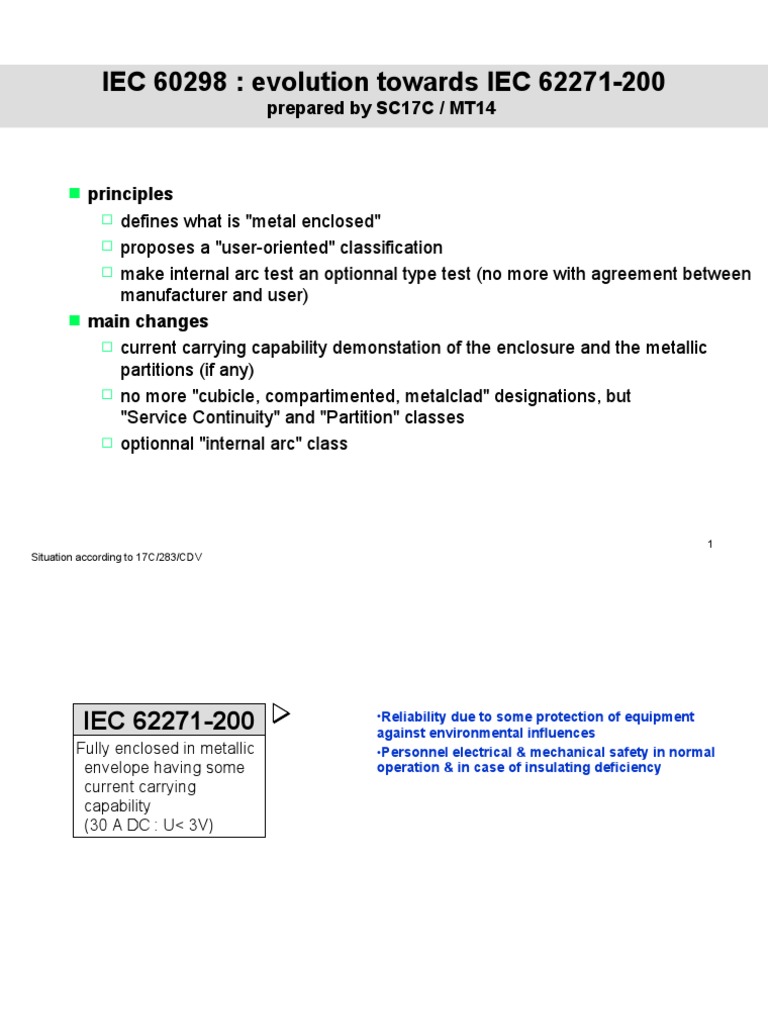 IEC 60298: Evolution Towards IEC 62271-200: Prepared by SC17C / MT14 | PDF | Safety | Components