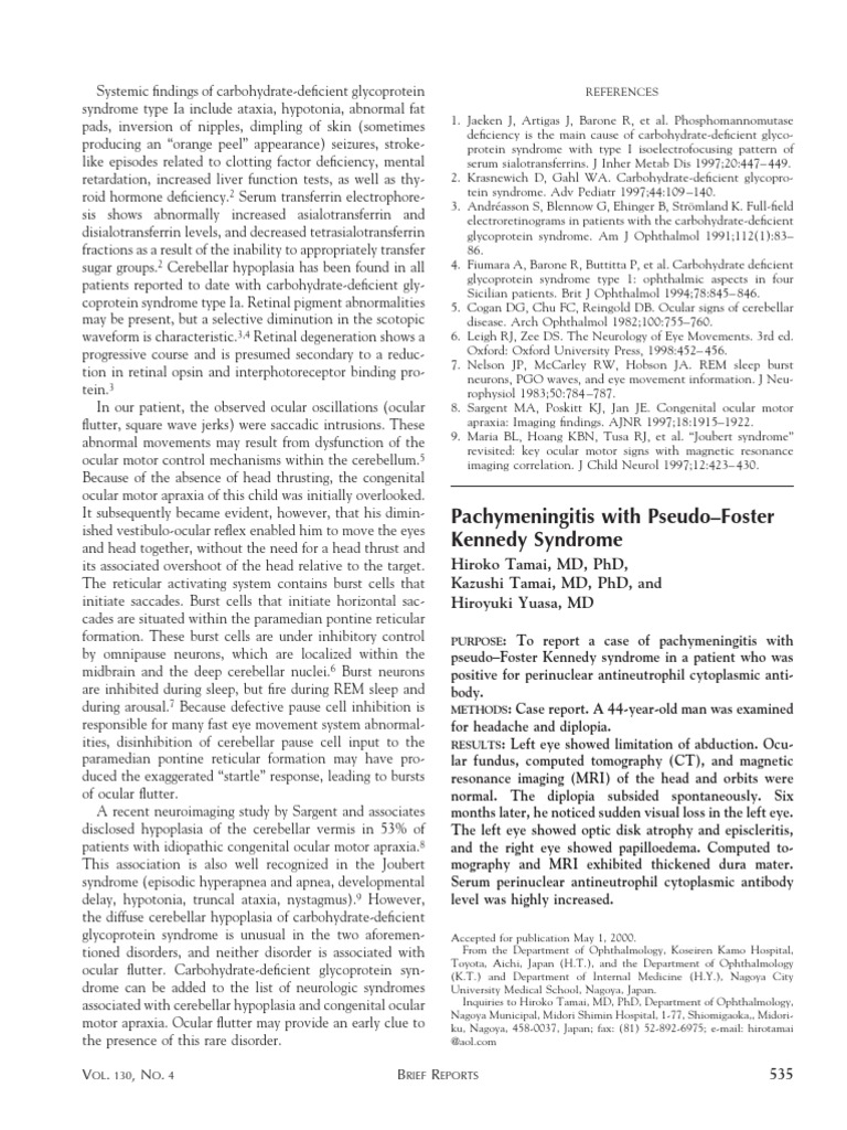 Foster Kennedy Synd 2 | PDF | Cerebellum | Magnetic Resonance Imaging