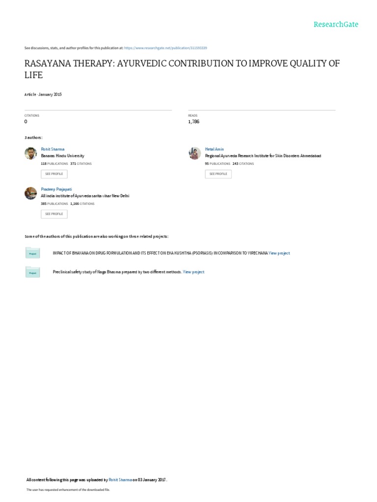 Rasayan Chart and Paper | PDF | Ayurveda | Ageing