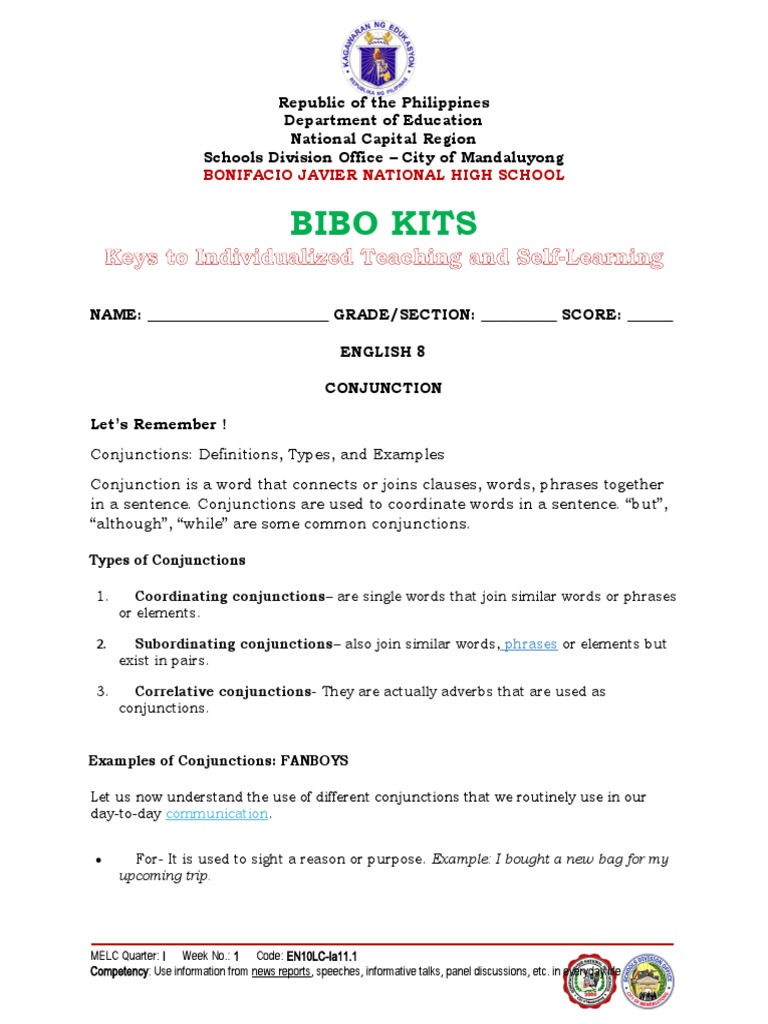 Bibo Kits English Tle Mapeh Narcisa de Vera 3 | PDF | Grammar | Linguistics