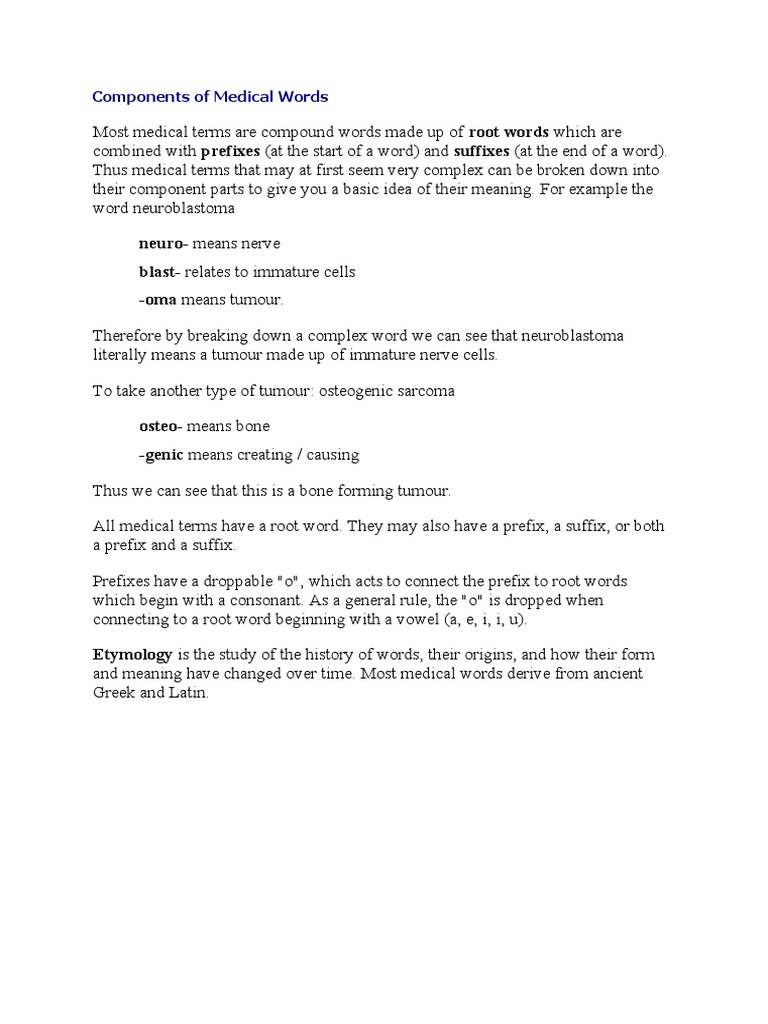 Neuro-Means Nerve Blast - Relates To Immature Cells - Oma Means Tumour ...