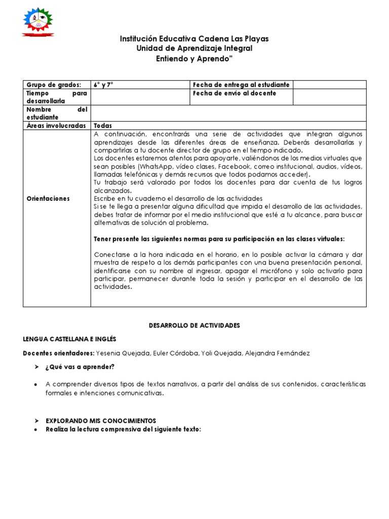 Unidad de Aprendizaje - 6° y 7° | PDF | Número racional | Narrativa