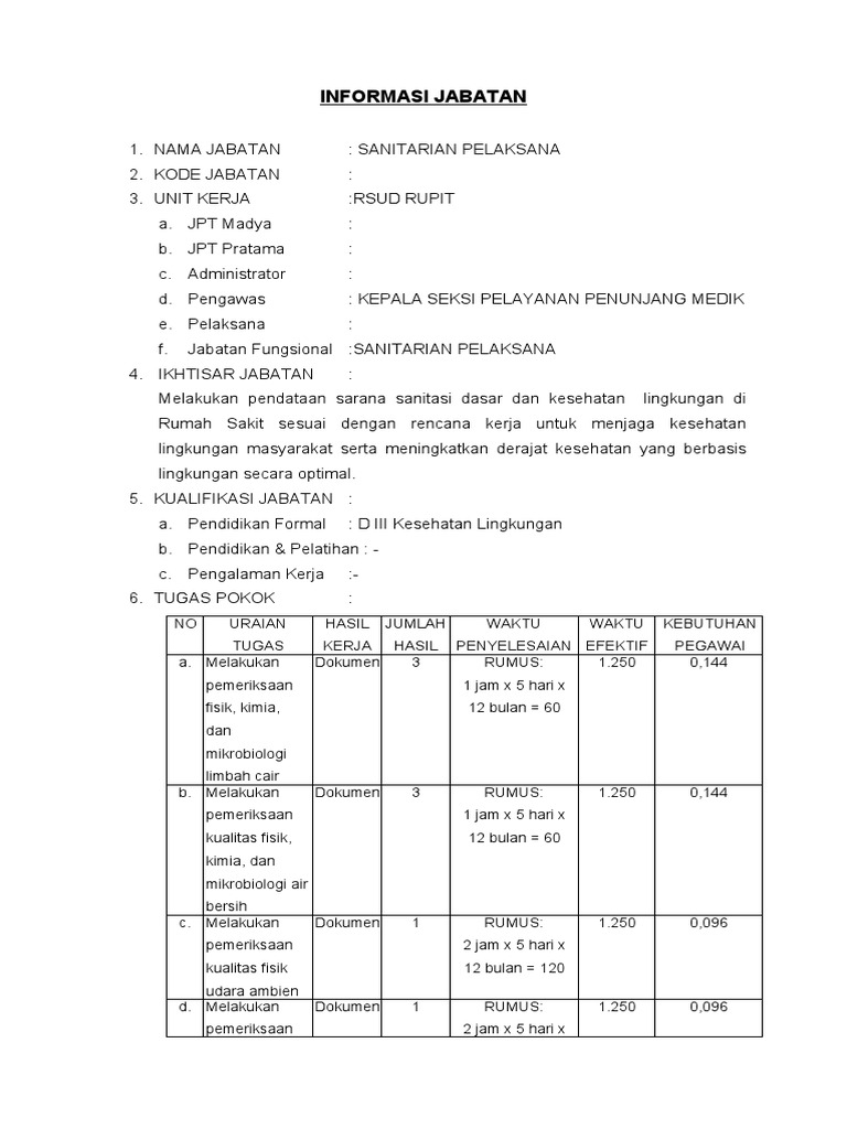Abk Dan Anjab Sanitarian (Tupoksi Permenkes 32 TH 13) | PDF | Kesehatan Holistik | Sains ...
