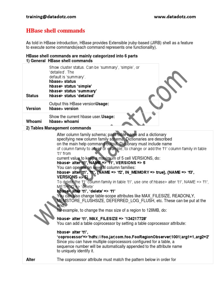 Hbase Shell | Download Free PDF | Apache Hadoop | Table (Database)
