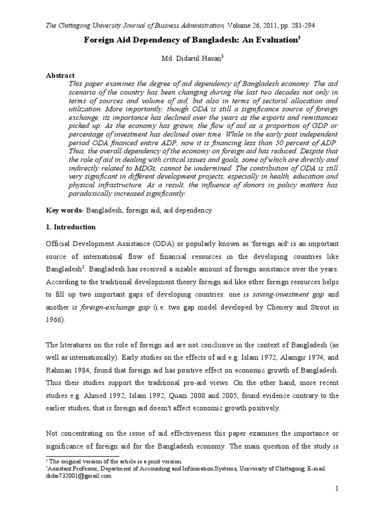 Foreign Aid Dependency of Bangladesh | Download Free PDF | Aids | Asian ...