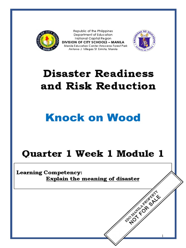 Disaster Readiness and Risk Reduction: Knock On Wood K | PDF | Natural ...