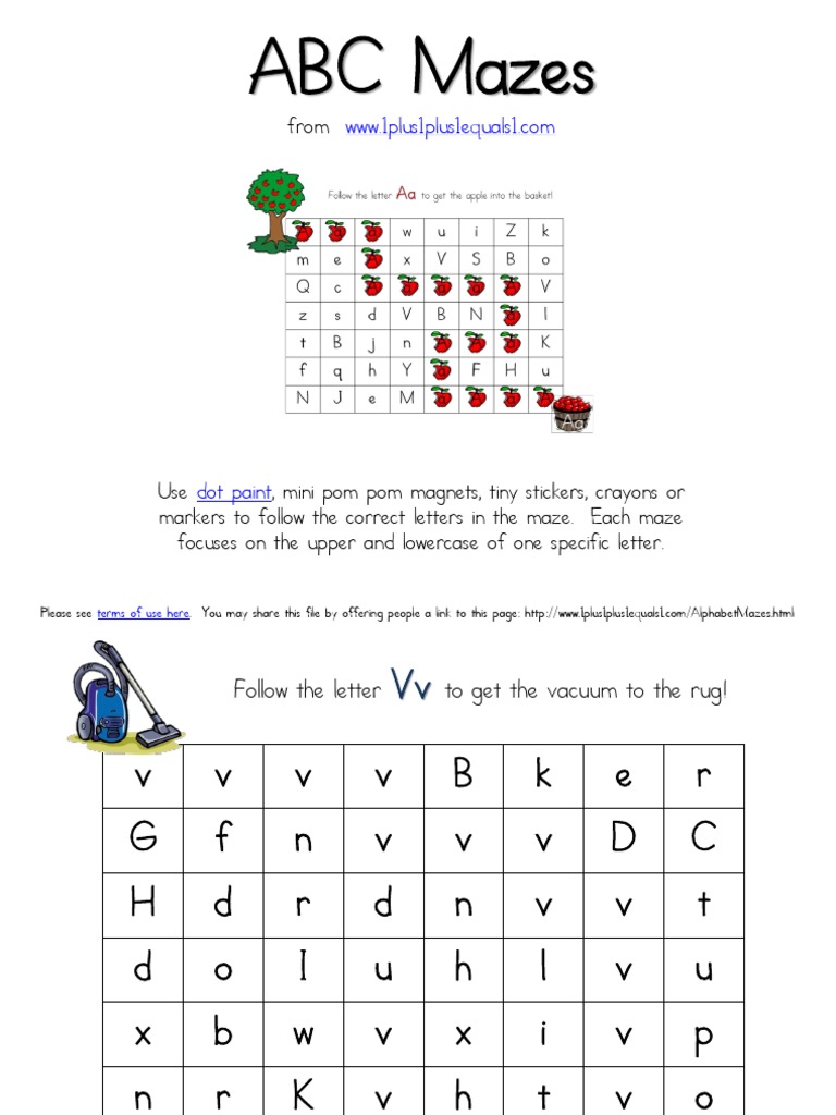 Letter Mazes Printable V PDF | PDF
