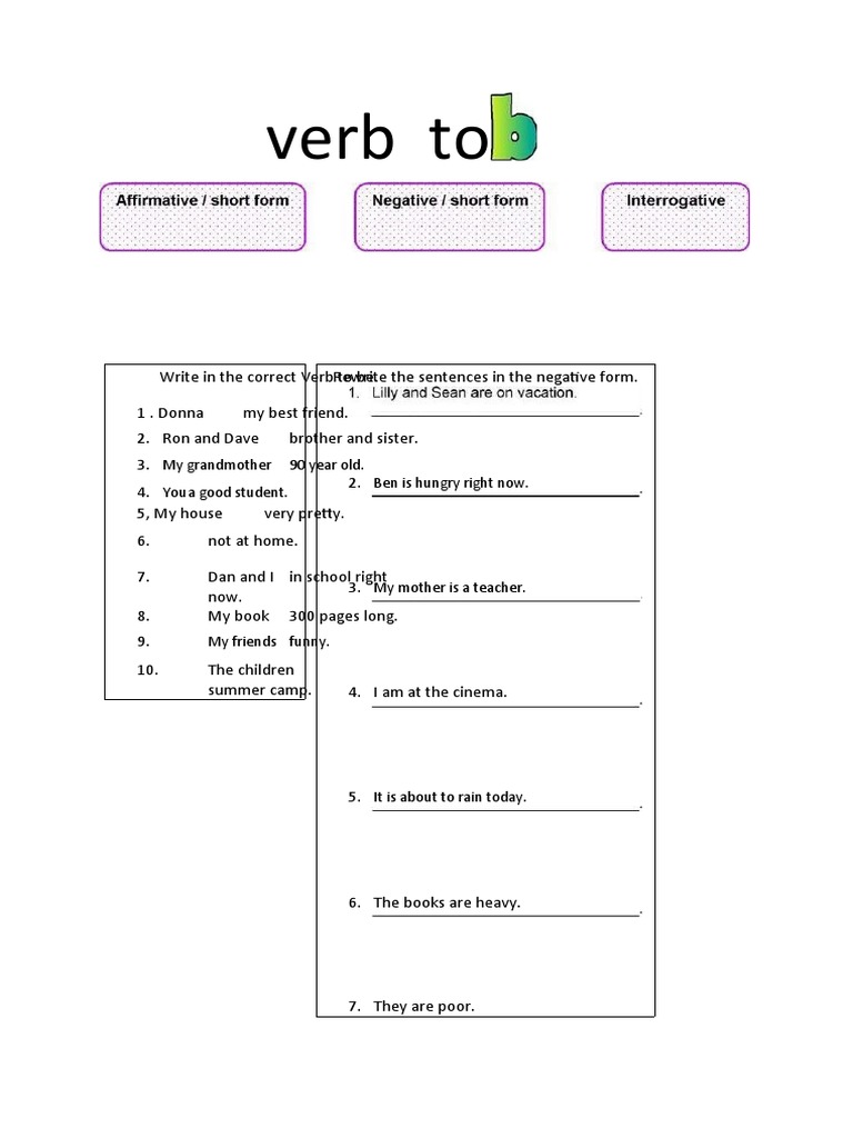 Correcting Verb To Be Exercises | PDF | Language Arts & Discipline