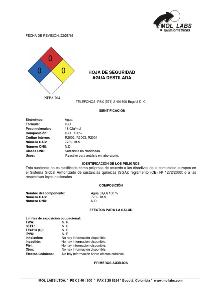 Agua Destilada PDF | PDF | Solubilidad | Mercurio (Elemento)