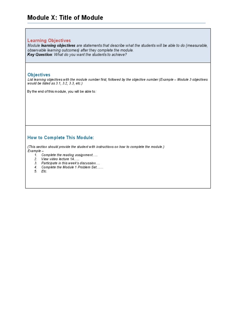 Module Content Template | PDF | Teaching | Learning