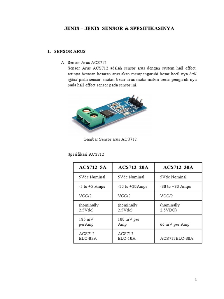 Jenis dan Spesifikasi Sensor Elektronik | PDF