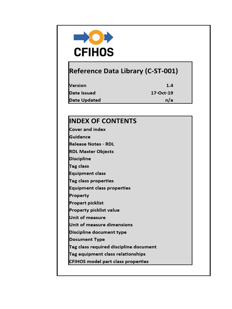 CFIHOS Reference Data Library V1.4 1 | PDF | Comma Separated Values ...