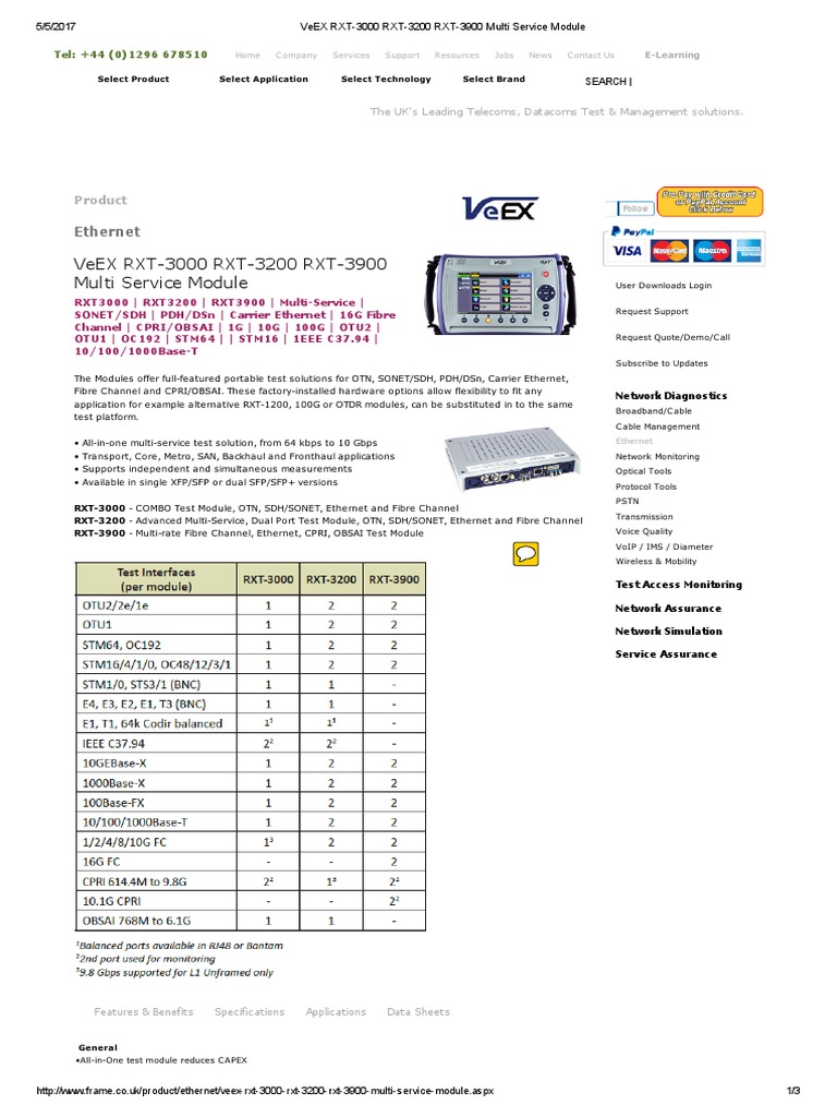 VeEX RXT-3000 RXT-3200 RXT-3900 Multi Service Module | PDF | Computer ...