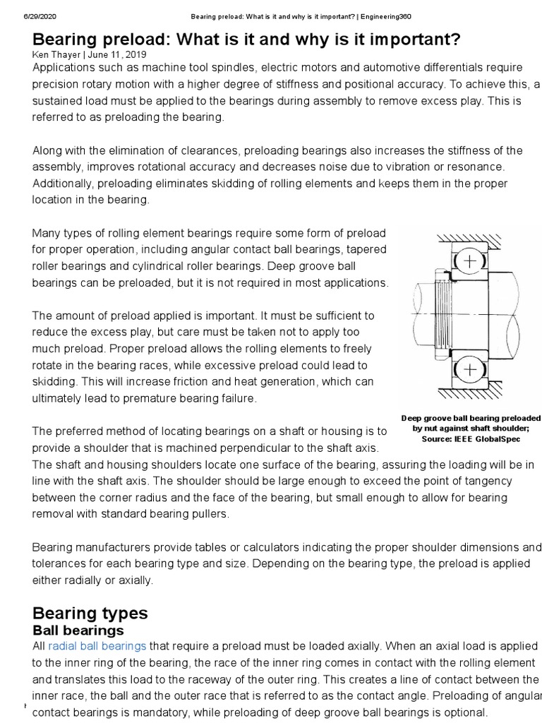 Bearing Preload - What Is It and Why Is It Important - Engineering360 ...