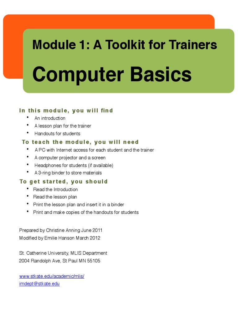 Computer Basics: Module 1: A Toolkit For Trainers | PDF | Icon ...