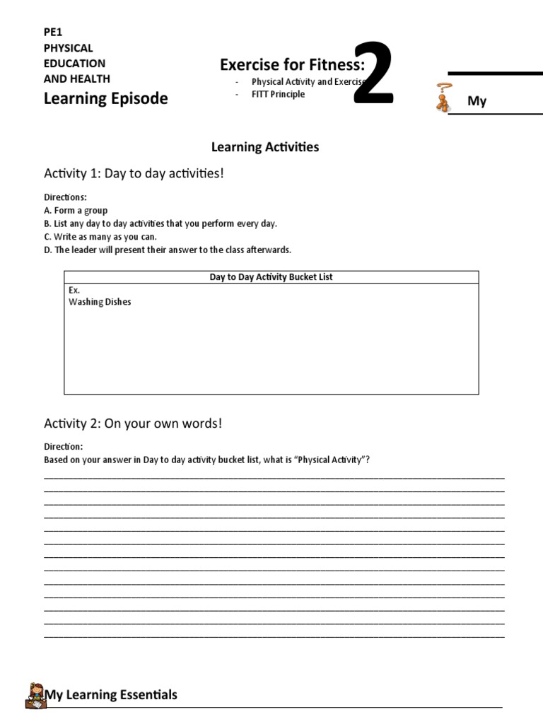 MODULE-PE1-LEARNING EPISODE 2-Physical Activity and Exercise | PDF | Aerobic Exercise | Physical ...