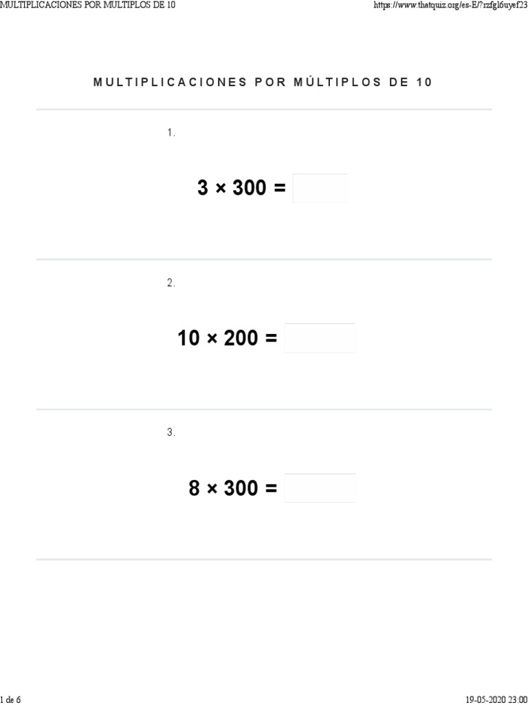 Multiplicaciones por Múltiplos de 10 | PDF | Violencia | Agitación