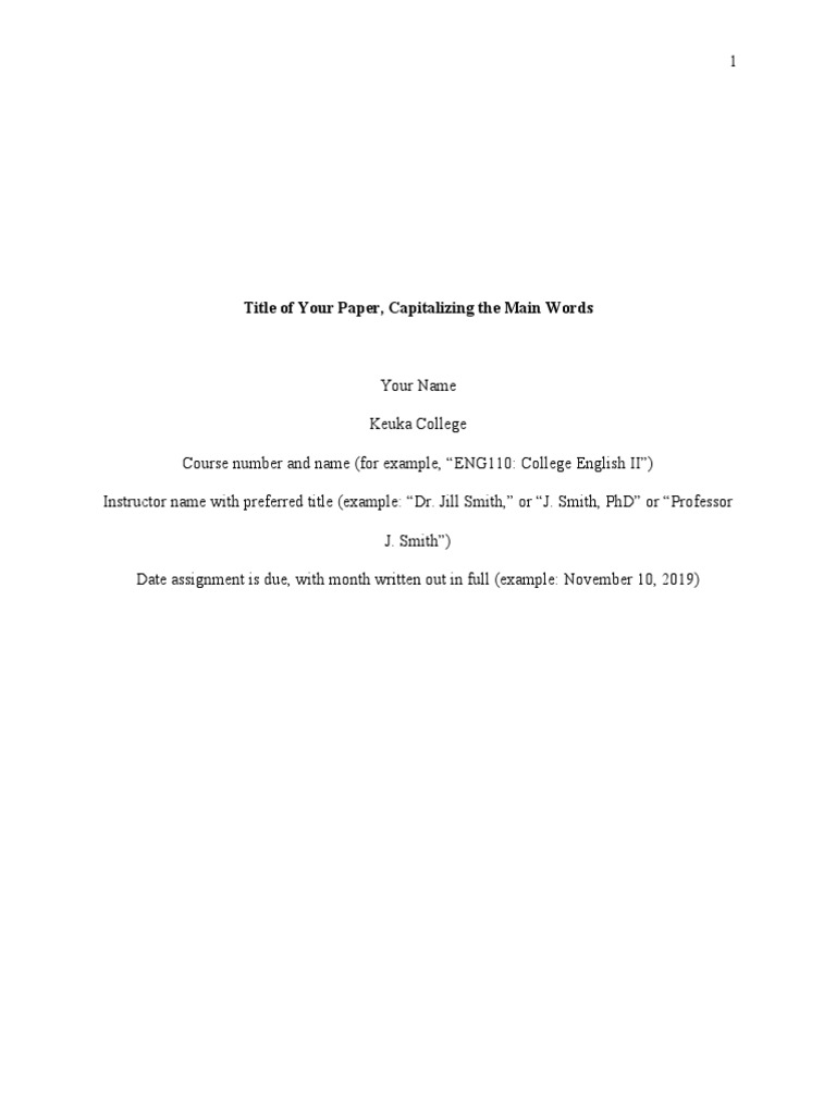 Apa Paper Template 7th Edition