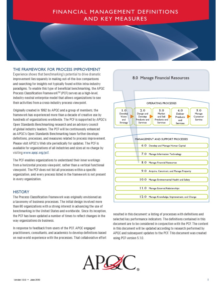 APQC Financial Management Definitions and Key Measures | PDF | Internal ...