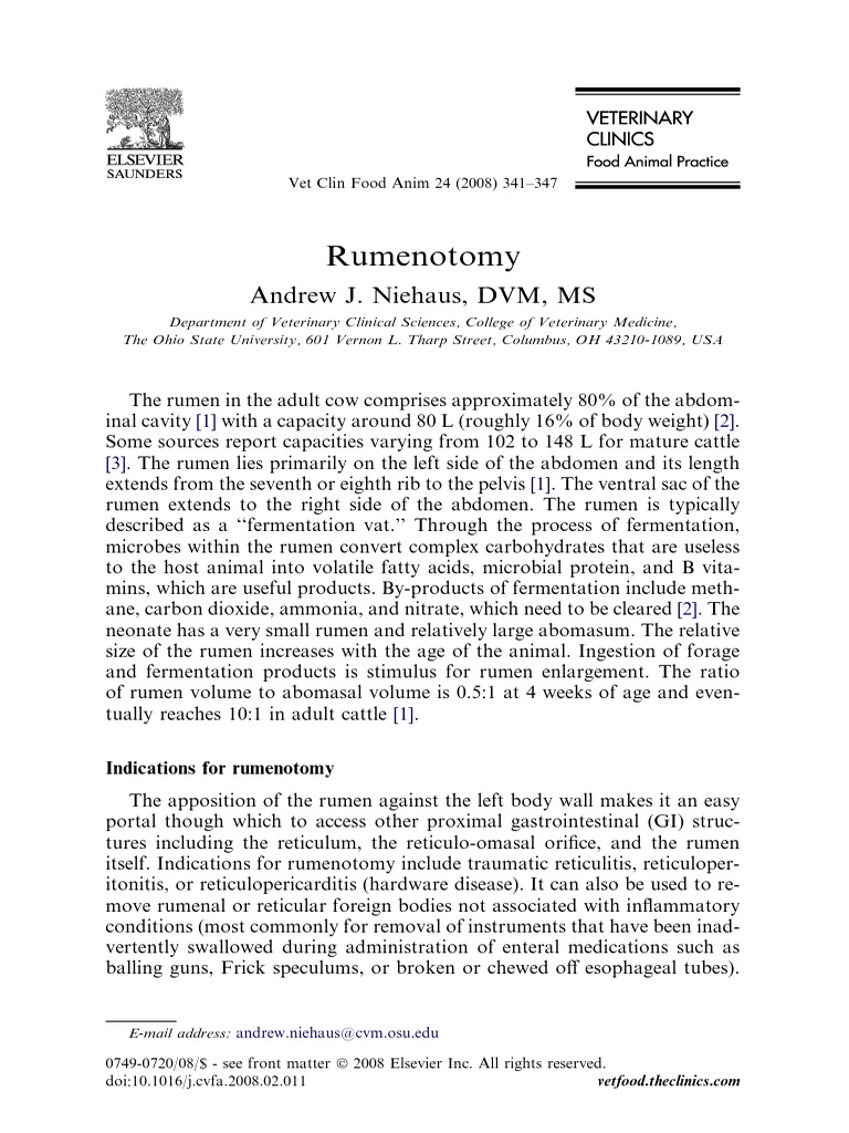 Rumenotomy: Andrew J. Niehaus, DVM, MS | PDF | Peritoneum | Surgery