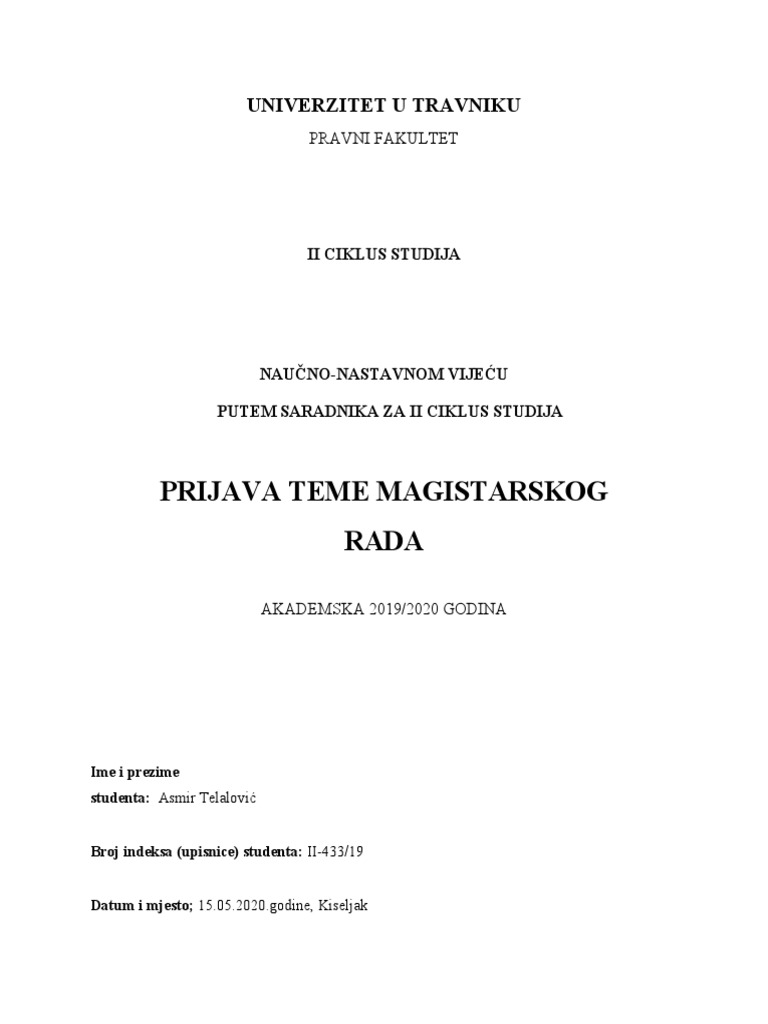 Prijava Teme Magistarskog Rada - Međunarodna Zakonska Regulacija Interneta U Europskoj Uniji ...
