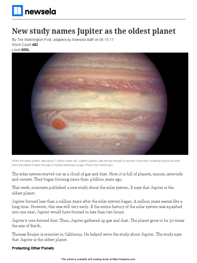 Jupiter-Oldest-Planet-31821-Article Quiz and Answers | PDF | Solar ...