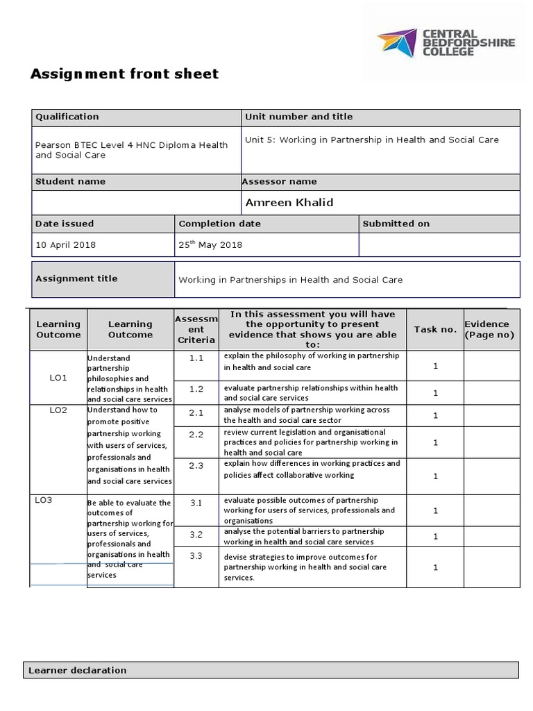 Assignment Front Sheet | PDF | Social Work | Epistemology