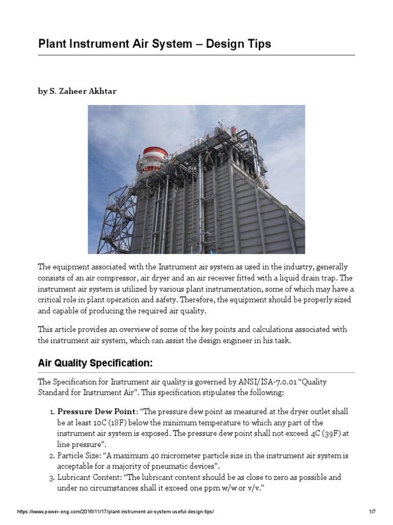 Instrument Air System Design Guide | PDF | Humidity | Atmosphere Of Earth