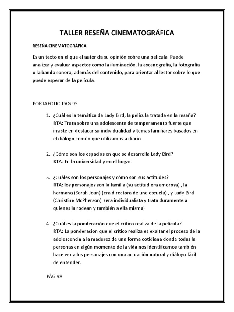 Taller Reseña Cinematográfica | PDF