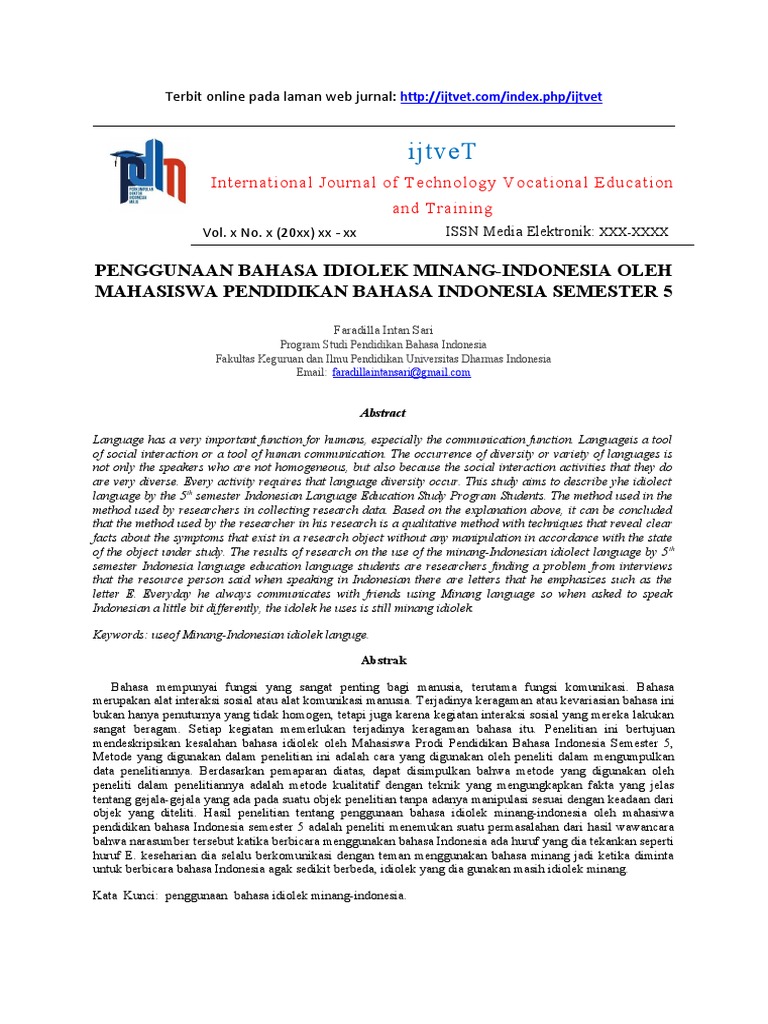 Idiolek-3 Jurnal Ok | PDF | Indonesian Language | Sociolinguistics