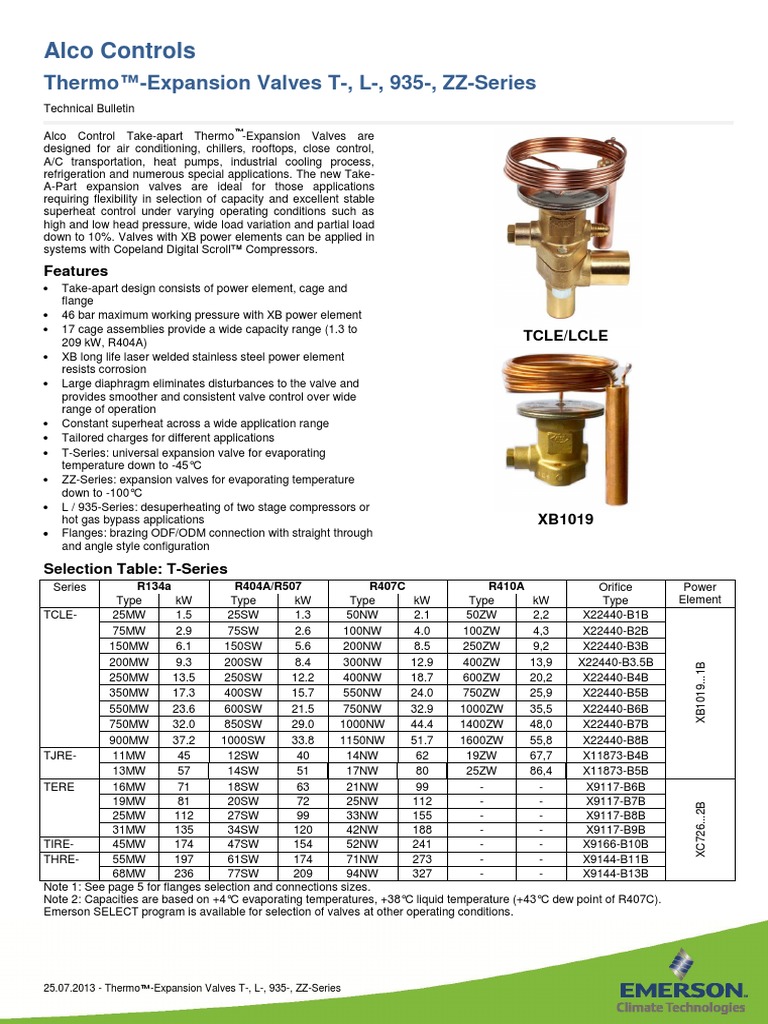 Alco Controls: Thermo ™-Expansion Valves T-, L-, 935-, ZZ-Series | PDF ...