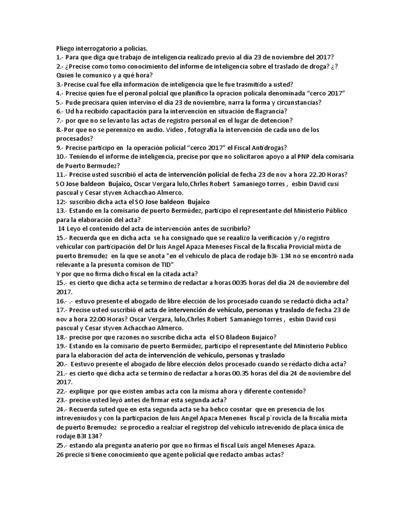 Pliego Interrogatorio A Policías Pdf Violencia Agitación